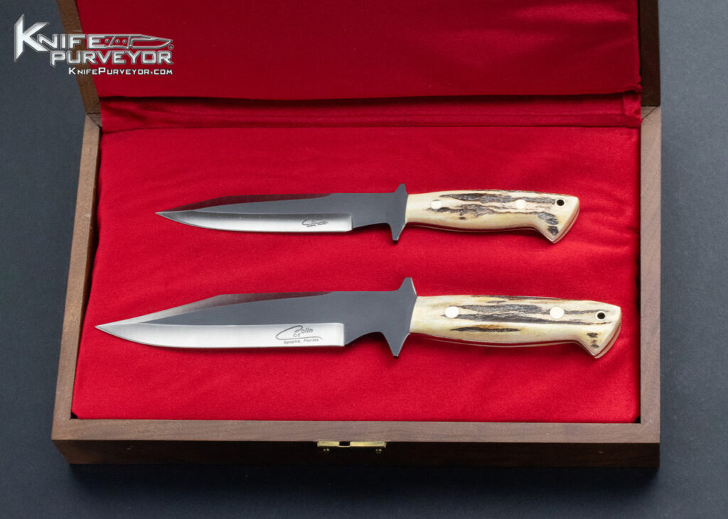 Colin Cox Custom Knife 2 Knife Set Stag Fighter and Hunter with Wooden ...