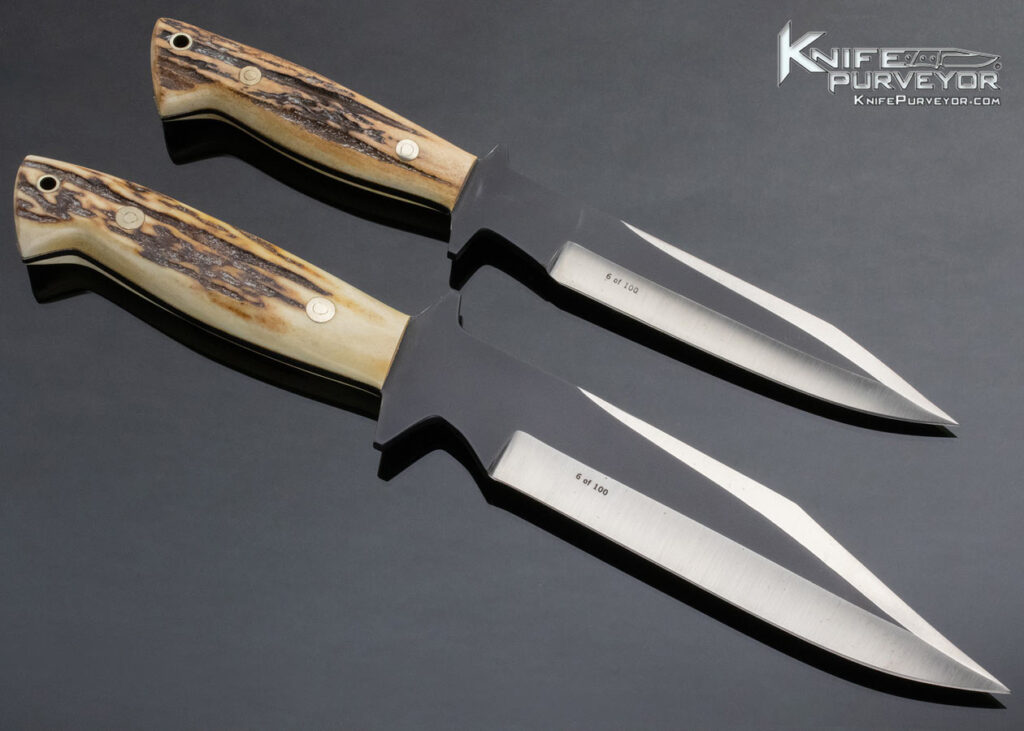 Colin Cox Custom Knife 2 Knife Set Stag Fighter and Hunter with Wooden Display Box #6 of 100 ...