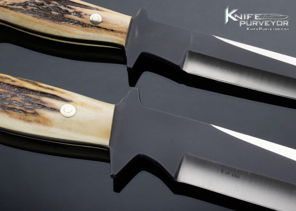 Colin Cox Custom Knife 2 Knife Set Stag Fighter and Hunter with Wooden Display Box #6 of 100 ...