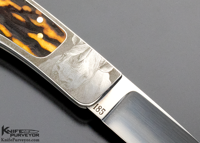 Ron Lake Custom Knife Firmo Fracassi Engraved Elephant and Rhino Stag ...