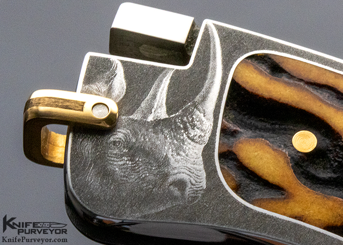 Ron Lake Custom Knife Firmo Fracassi Engraved Elephant and Rhino Stag ...