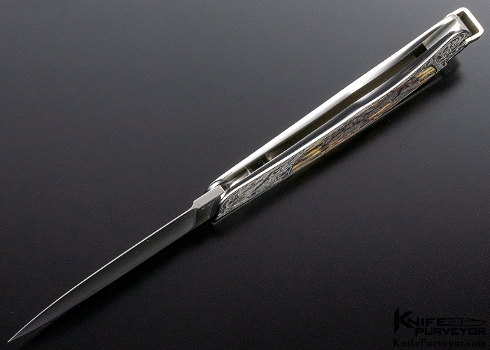 Ron Lake Custom Knife Firmo Fracassi Engraved Stag Interframe Tail Lock ...