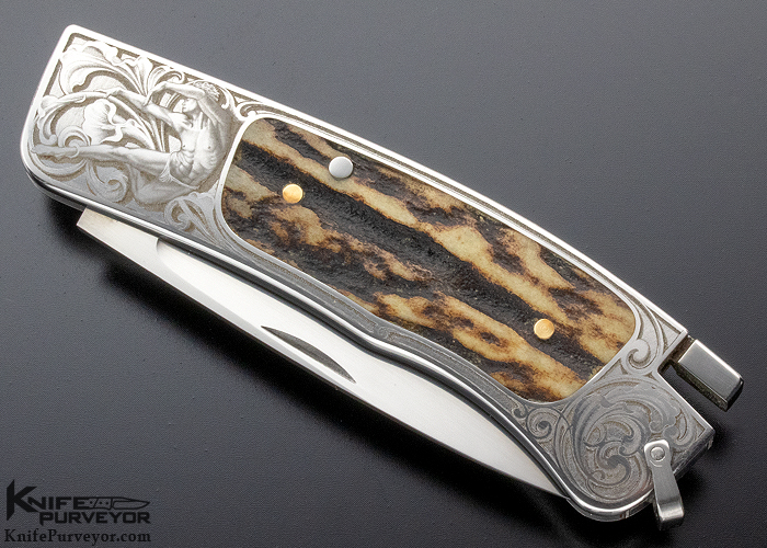 Ron Lake Custom Knife Firmo Fracassi Engraved Stag Tail Lock - Knife ...