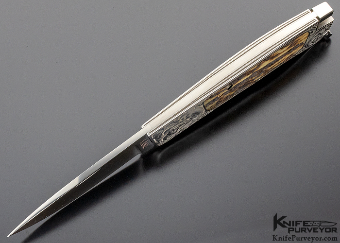 Ron Lake Custom Knife Firmo Fracassi Engraved Stag Tail Lock - Knife ...