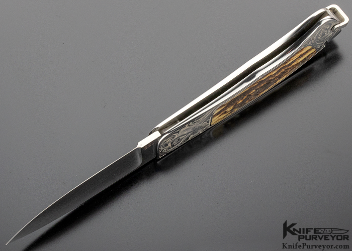 Ron Lake Custom Knife Firmo Fracassi Engraved Stag Tail Lock - Knife ...