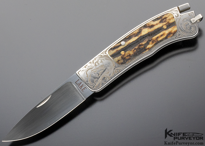 Ron Lake Custom Knife Firmo Fracassi Engraved Stag Tail Lock - Knife ...