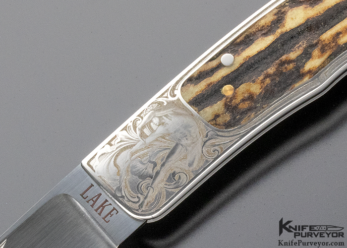 Ron Lake Custom Knife Firmo Fracassi Engraved Stag Tail Lock - Knife ...