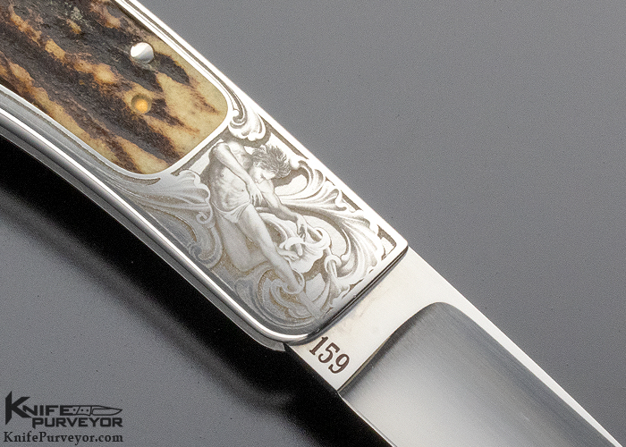 Ron Lake Custom Knife Firmo Fracassi Engraved Stag Tail Lock - Knife ...
