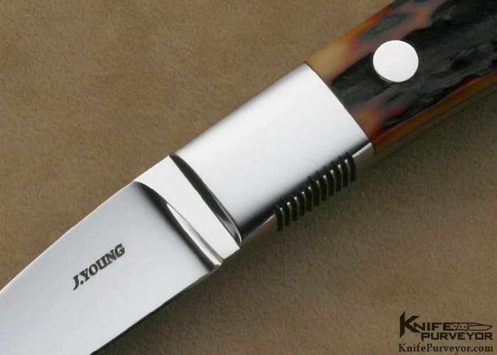 John Young Custom Knife Amber Stag Fixed Blade - Knife Purveyor