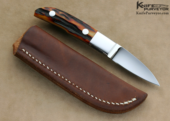 John Young Custom Knife Amber Stag Fixed Blade - Knife Purveyor