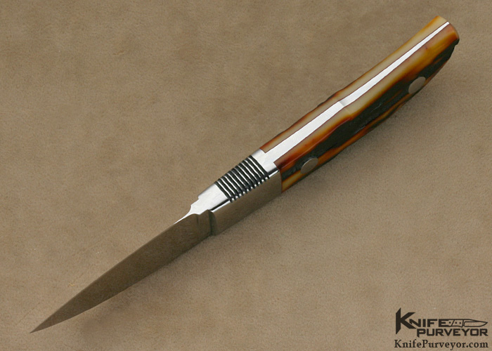 John Young Custom Knife Amber Stag Fixed Blade - Knife Purveyor