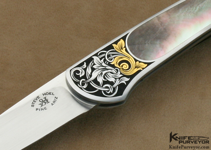Steve Hoel Custom Knife Black Lip Tahitian Pearl Shell Interframe ...
