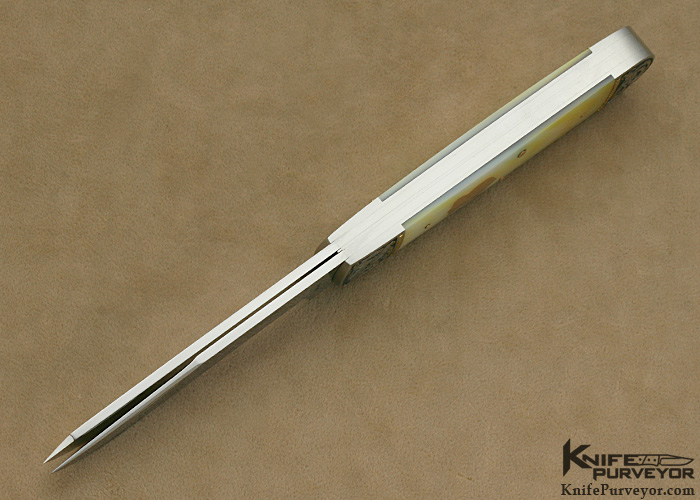 Tom Overeynder Custom Knife 2 Blade South Sea Gold Lip Pearl Trapper ...