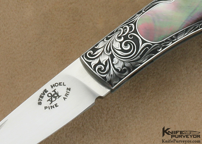 Steve Hoel Custom Knife Black Lip Tahitian Pearl Shell Interframe ...