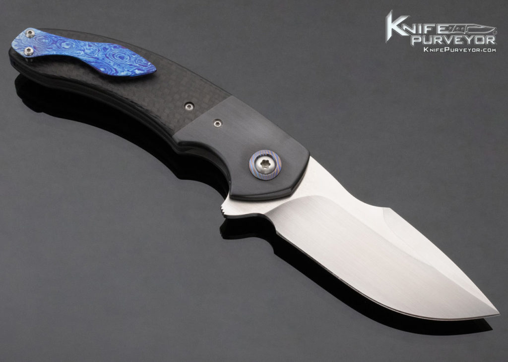 Walter Randolph Custom Knife Carbon Fiber Zirconium Deimos Flipper with ...