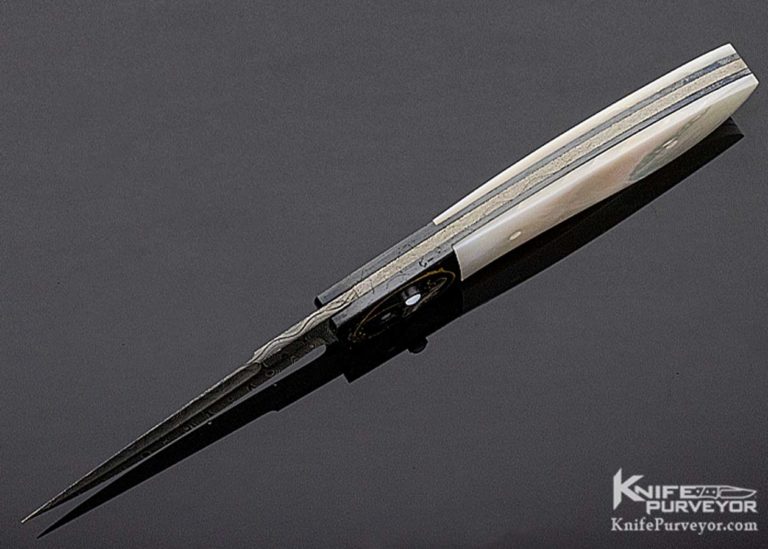 Jim Minnick Custom Knife Damascus Pearl & Damascus Button Lock ...