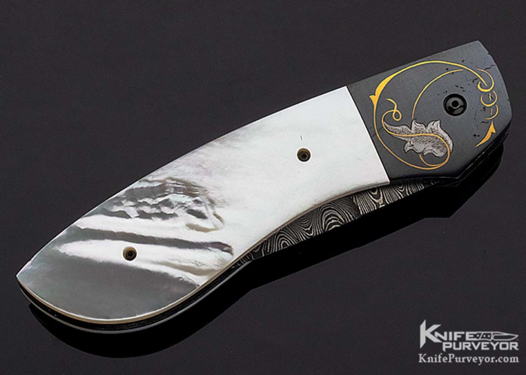 Jim Minnick Custom Knife Damascus Pearl & Damascus Button Lock ...