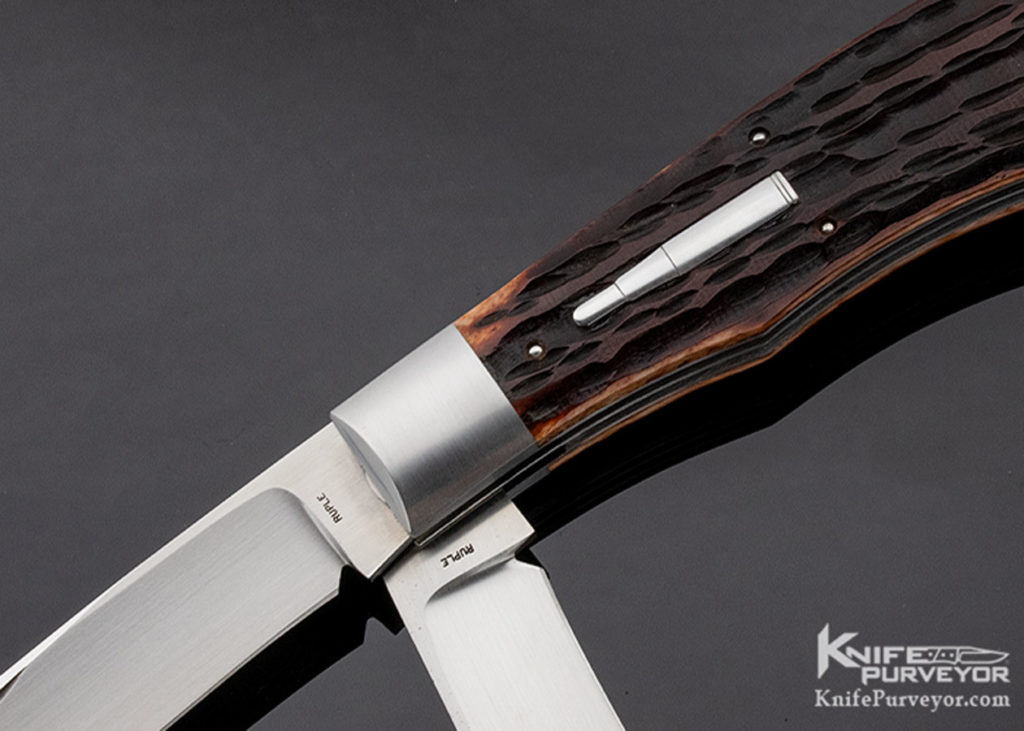 Bill Ruple Custom Knife 2 Blade Remington Bullet Slip Joint with Jigged ...