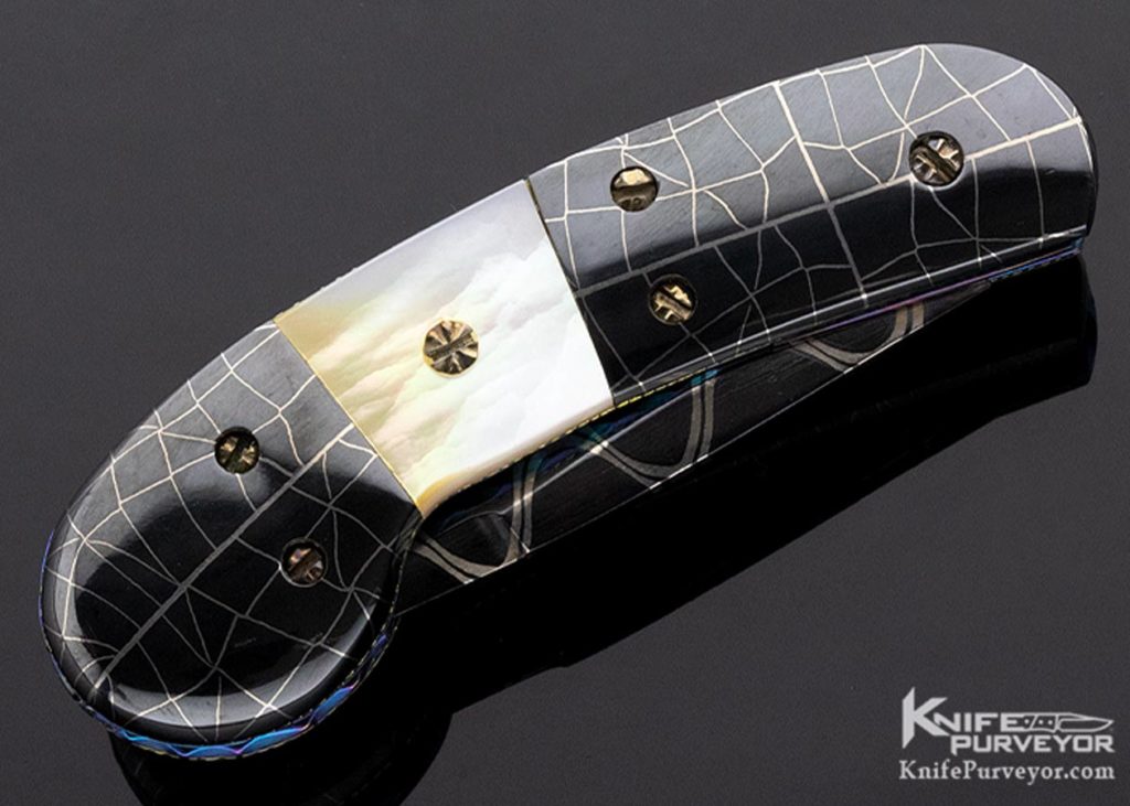 Frank Potter Custom Knives Mother of Pearl & Rober Eggerling Damascus ...