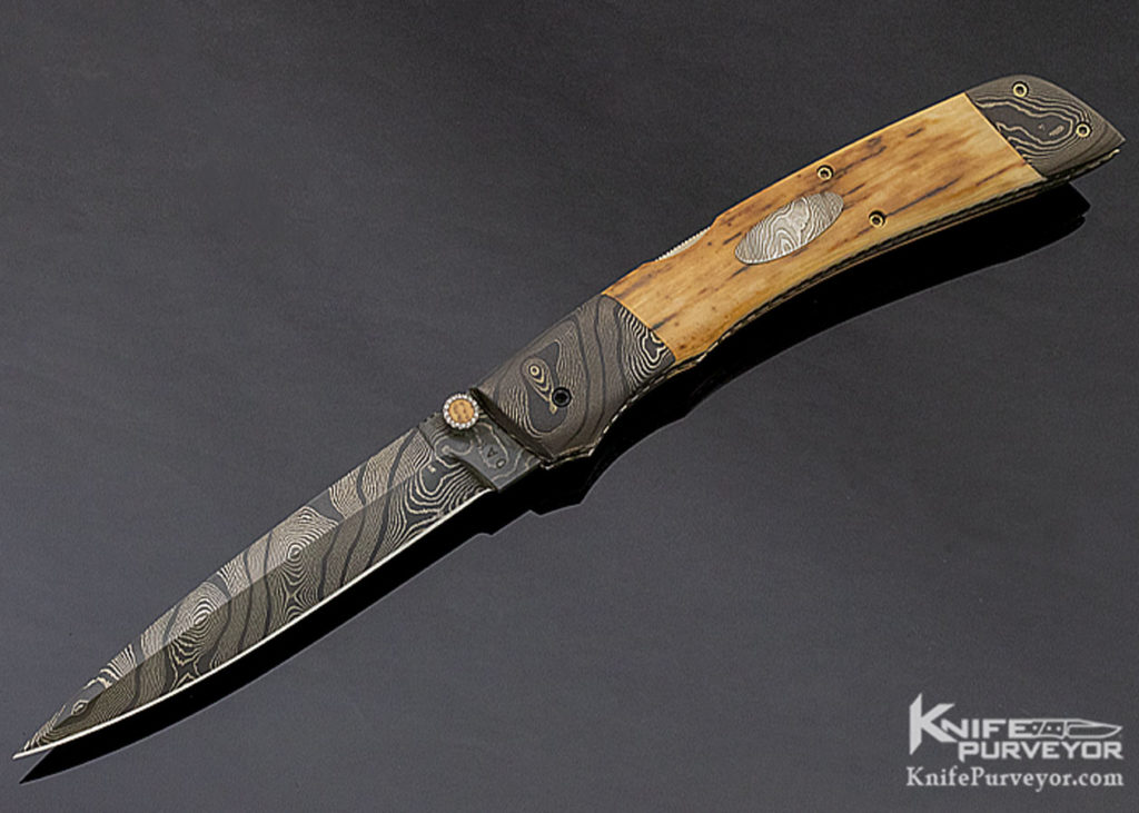 Charlie Dake Custom Knife Damascus and Mammoth D/A Automatic with ...