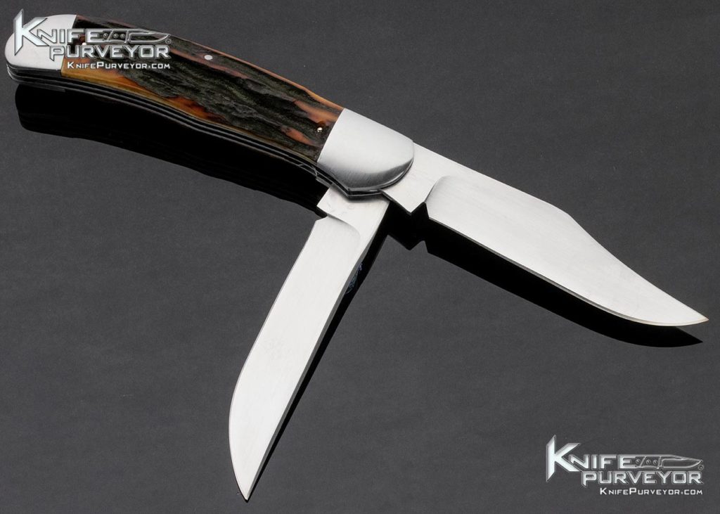 Luke Swenson Custom Knife Stag 2 Blade Slip Joint Hunter - Knife Purveyor