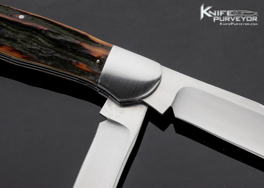 Luke Swenson Custom Knife Stag 2 Blade Slip Joint Hunter - Knife Purveyor