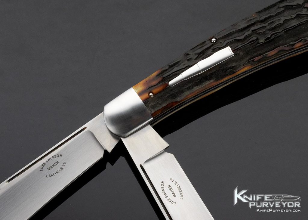 Luke Swenson Custom Knife Stag 2 Blade Remington Bullet Slip Joint ...