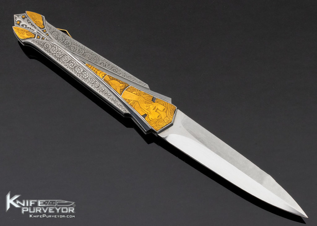Ken Steigerwalt Custom Knife Fluted Lockback Dagger with 14Kt Gold ...