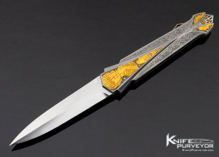 Ken Steigerwalt Custom Knife Fluted Lockback Dagger with 14Kt Gold ...