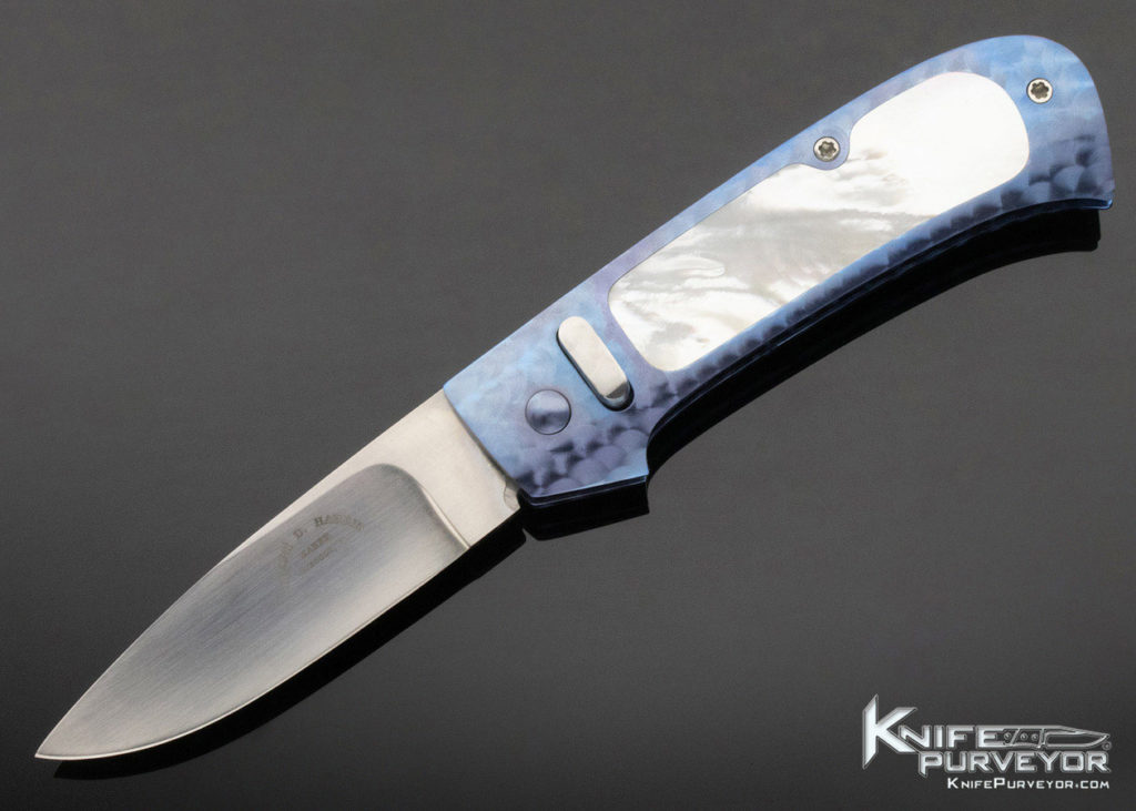 Ralph Harris Custom Knife Mother of Pearl and Titanium Button Release ...