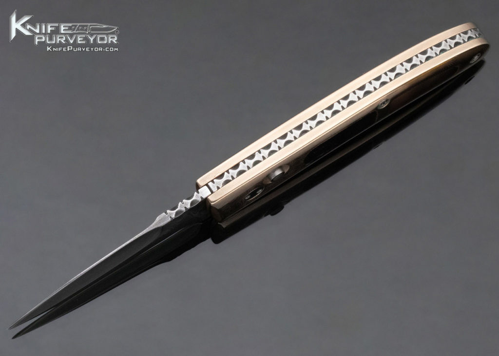 Mel Pardue Custom Knife Black Lip Pearl, Mokume and Damascus Button ...