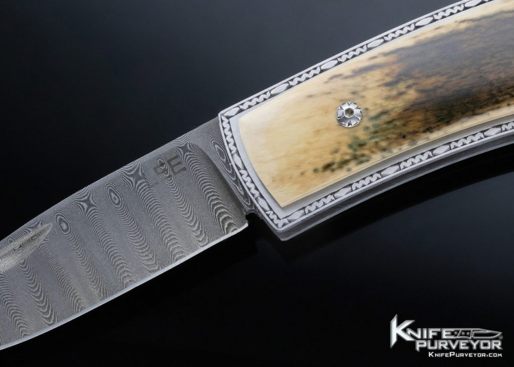 Tommy Lee Custom Knife Damascus Lockback Engraved by Mel Wood - Knife ...