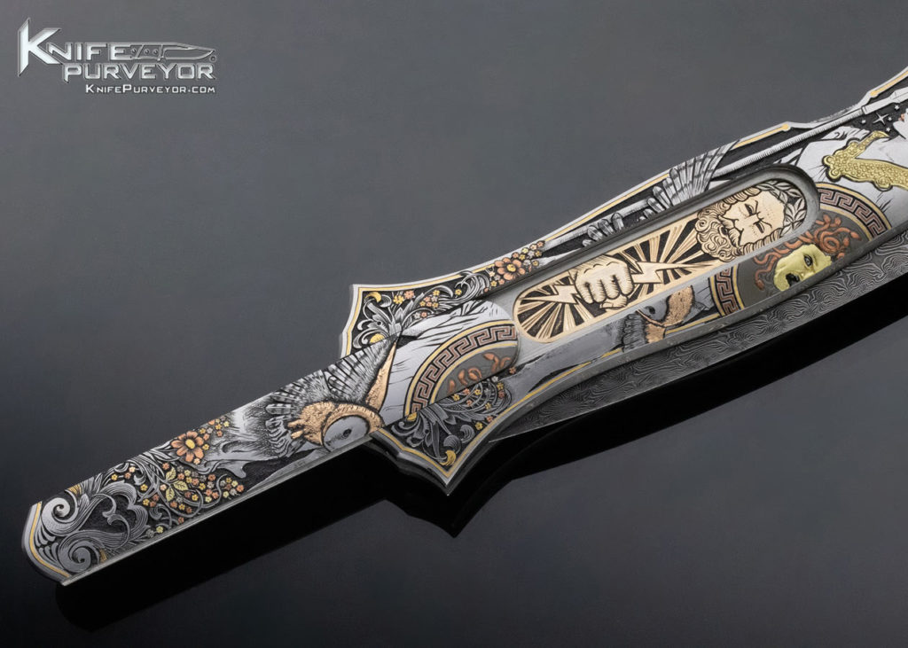 Joe Kious Custom Knife CJ Cai Engraved "Lady Godiva" Pocket Locket ...