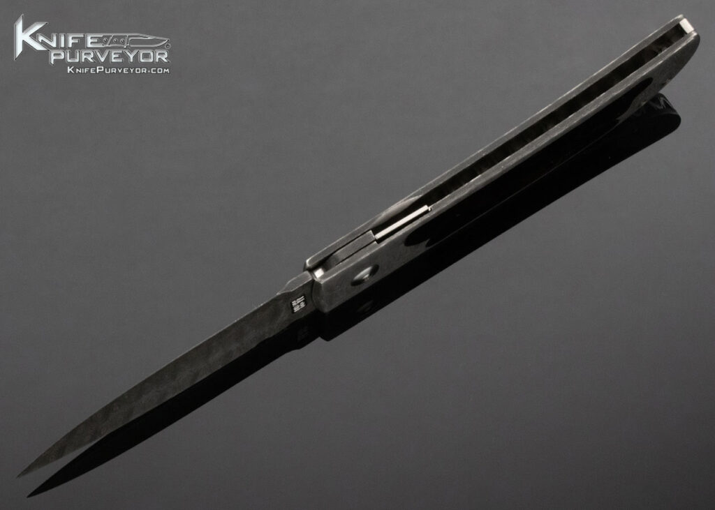 Steve Jernigan Custom Knife Mike Norris Damascus and Violet Pearl Multi-Interframe Linerlock ...