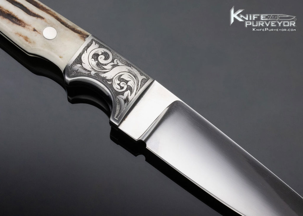 Rade Hawkins Custom Knife Engraved Stag Hunter - Knife Purveyor