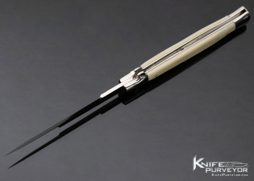 Butch Vallotton Custom Knife Bone Stiletto Lockback Dagger - Knife Purveyor
