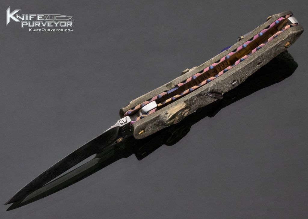 Glenn Waters Custom Knife Damasteel Carved Egyptian Linerlock Published ...