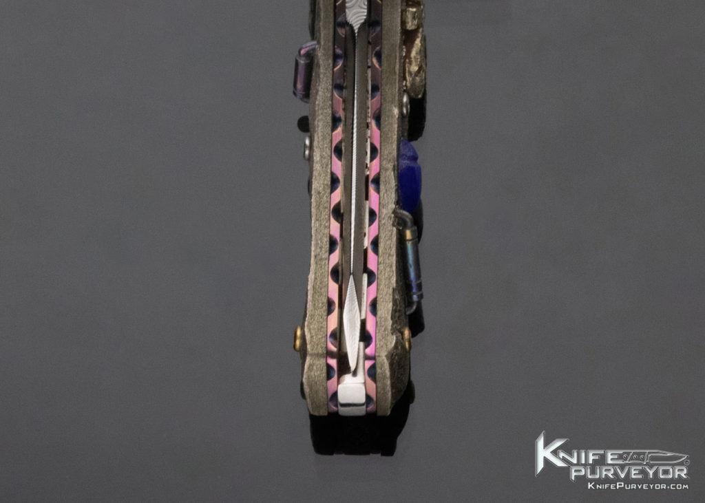 Glenn Waters Custom Knife Damasteel Carved Egyptian Linerlock Published ...