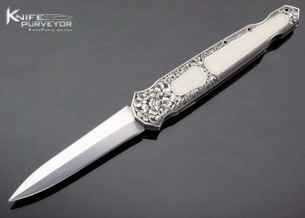 Jeff Harkins Custom Knife Bruce Shaw Engraved Automatic Linerlock with ...