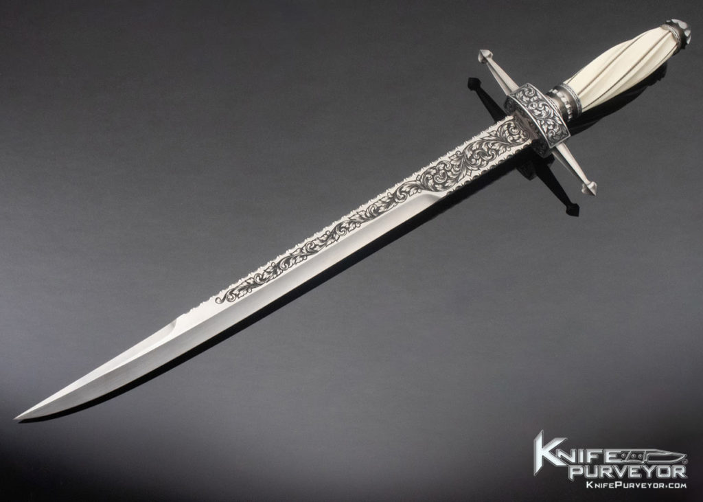 Ben Shostle Custom Knife Sole Authorship Engraved Bowie with Fluted ...