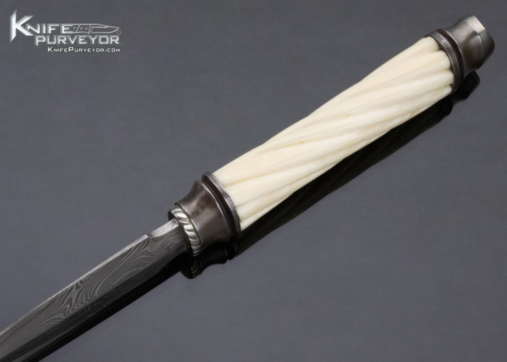 Kemal Custom Knife Fluted Walrus and Damascus Dagger - Knife Purveyor
