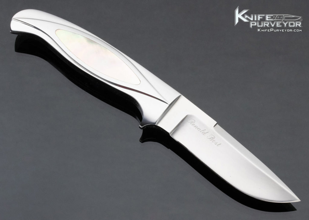 Ron Best Custom Knife Gold Lip Pearl Interframe Integral Fixed Blade ...