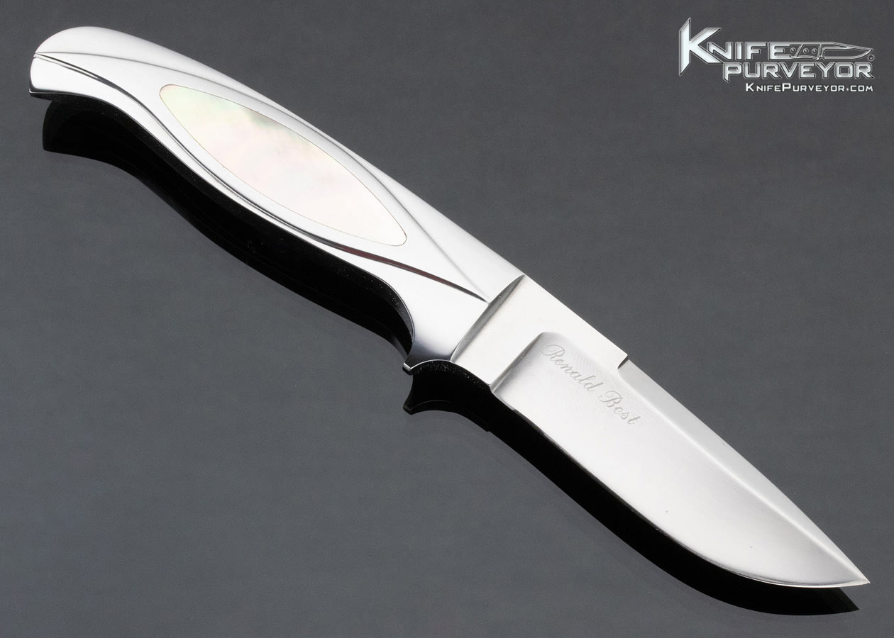 Ron Best Custom Knife Gold Lip Pearl Interframe Integral Fixed Blade ...