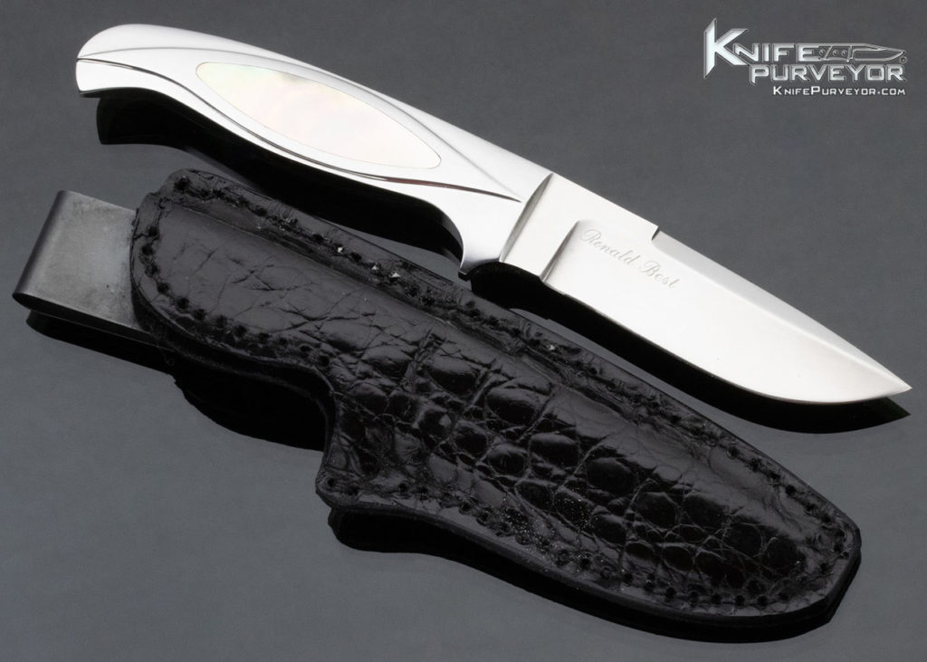 Ron Best Custom Knife Gold Lip Pearl Interframe Integral Fixed Blade ...