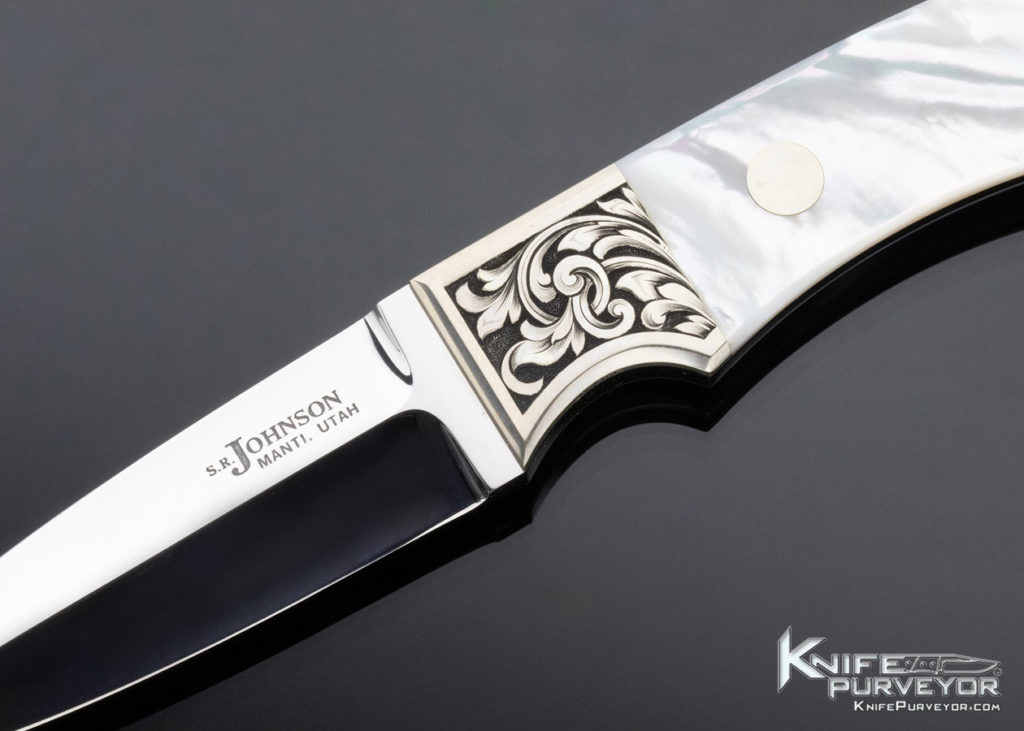 SR Johnson Custom Knife Mother of Pearl Boot Knife Engraved by Lynton ...