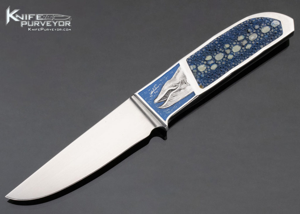 Werner Kaluza Custom Knife Blue Stingray and Enamel Engraved Whale ...