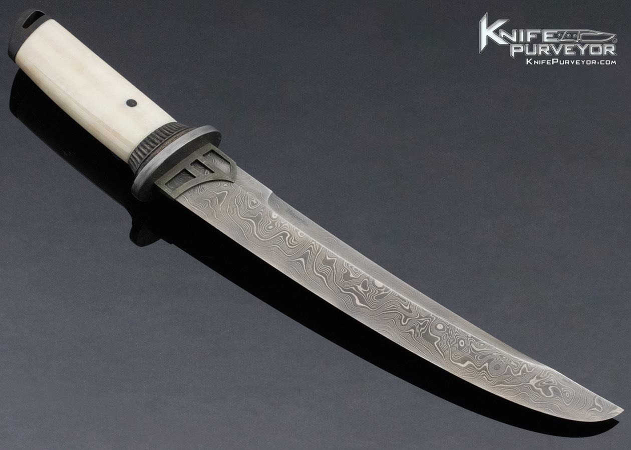 Anders Hogstrom Custom Knife Mammoth and Damascus Tanto - Knife Purveyor
