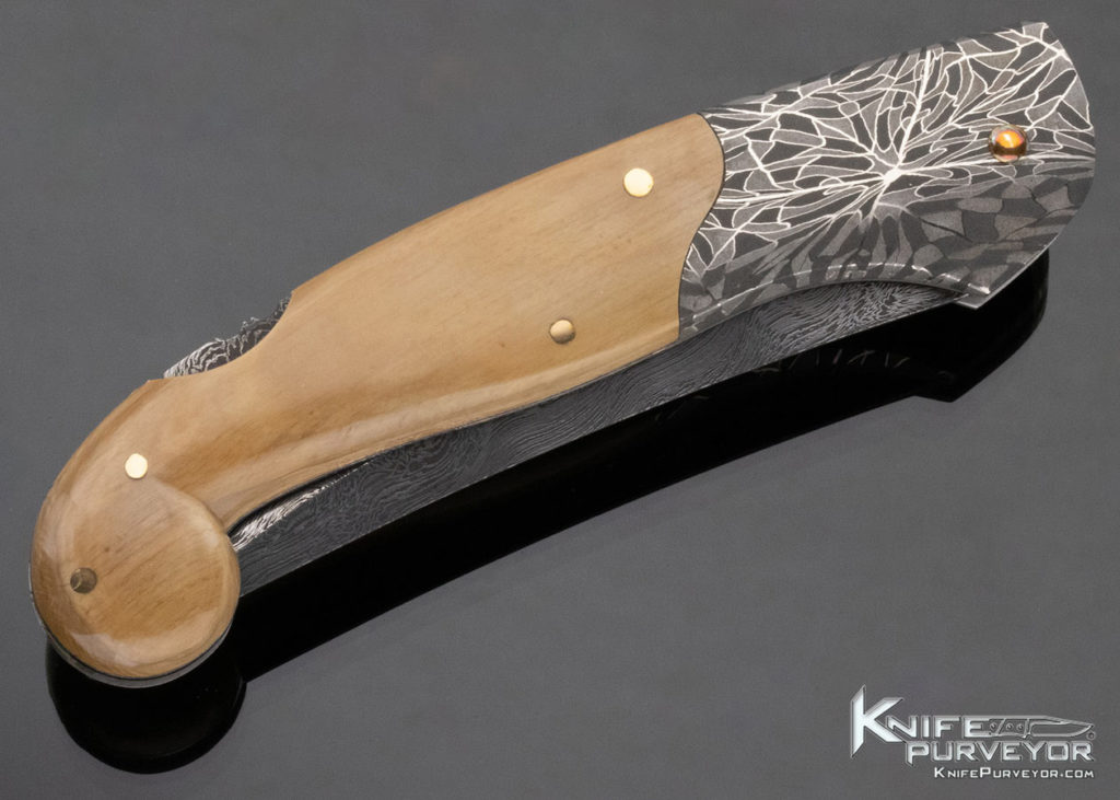 Joe Kious Custom Knife Eggerling Damascus Persian Lockback - Knife Purveyor