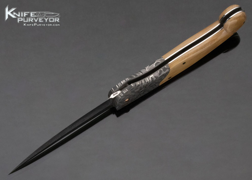 Joe Kious Custom Knife Eggerling Damascus Persian Lockback - Knife Purveyor