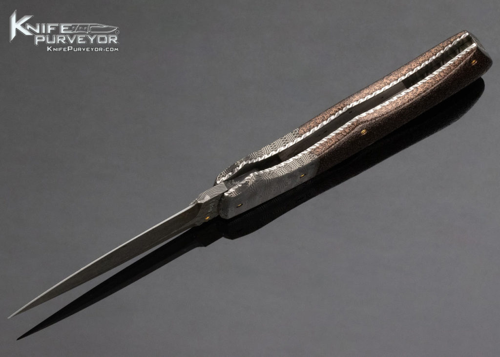Charlie Dake Custom Knife Damascus and Stippled Patina Metal Double ...